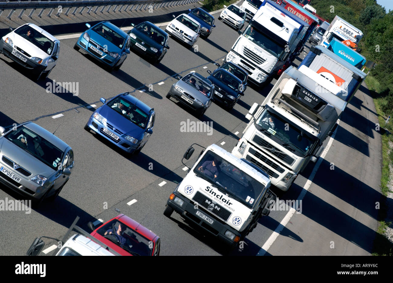 Traffic queue on M4 motorway in South Wales UK Stock Photo - Alamy