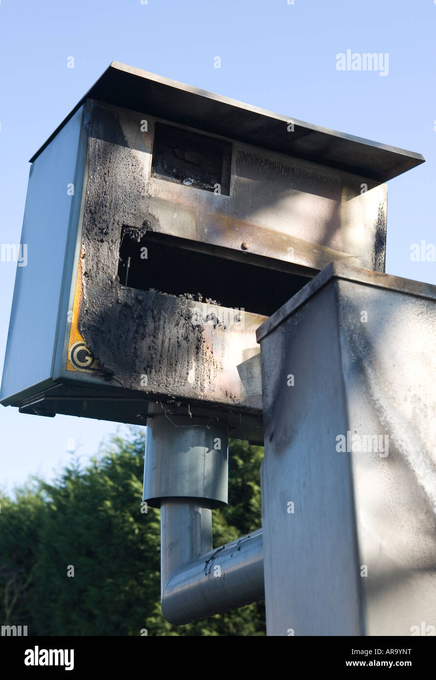 vandalised speed camera Stock Photo - Alamy