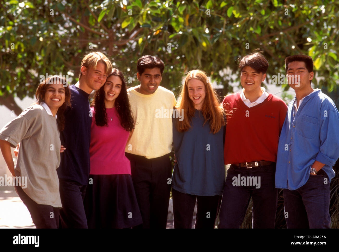Group of happy multicultural teenagers pupils teenage students standing ...