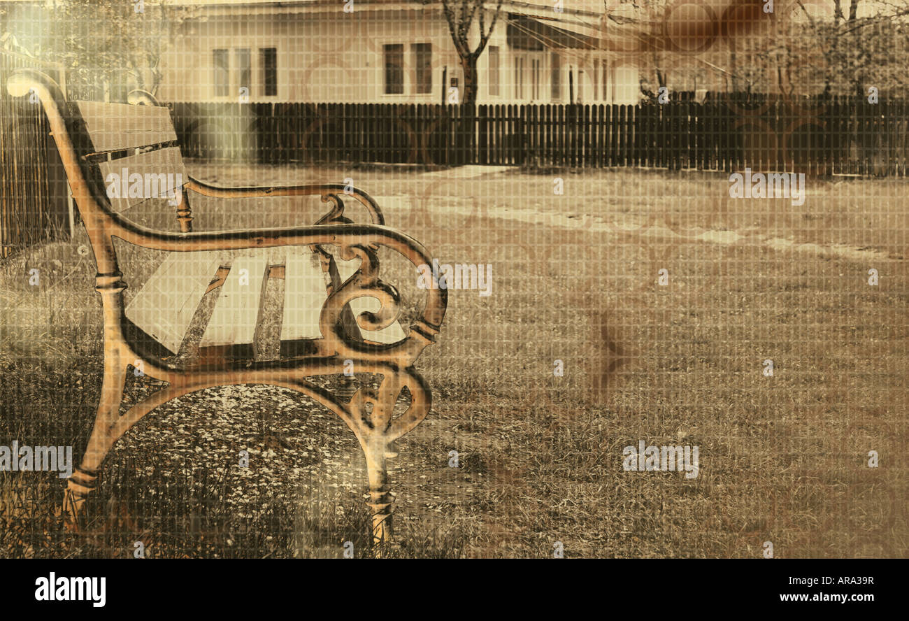 beautiful background with bench Stock Photo - Alamy