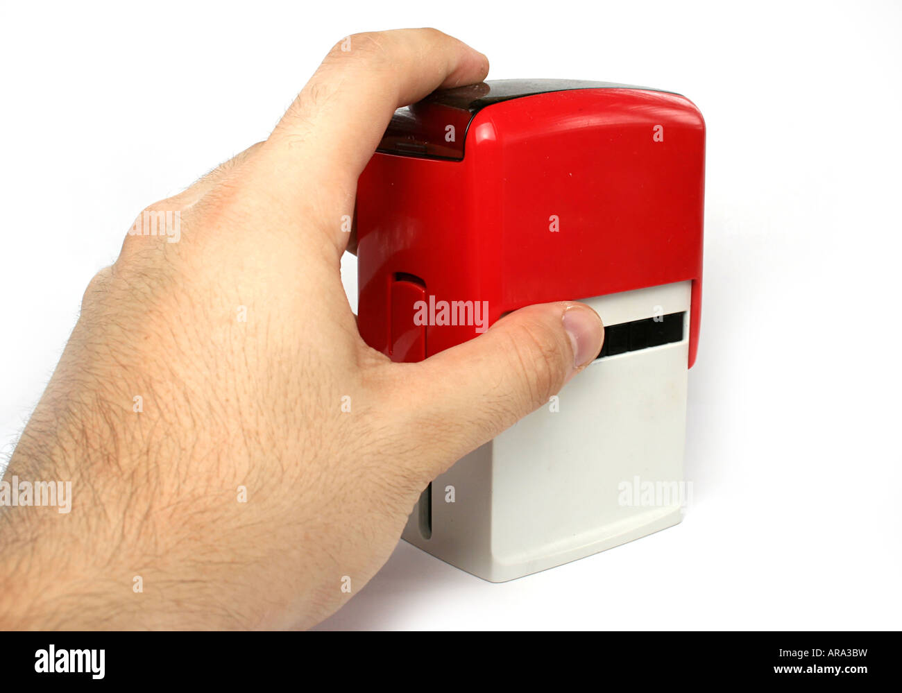 Red stamp isolated on white Stock Photo - Alamy