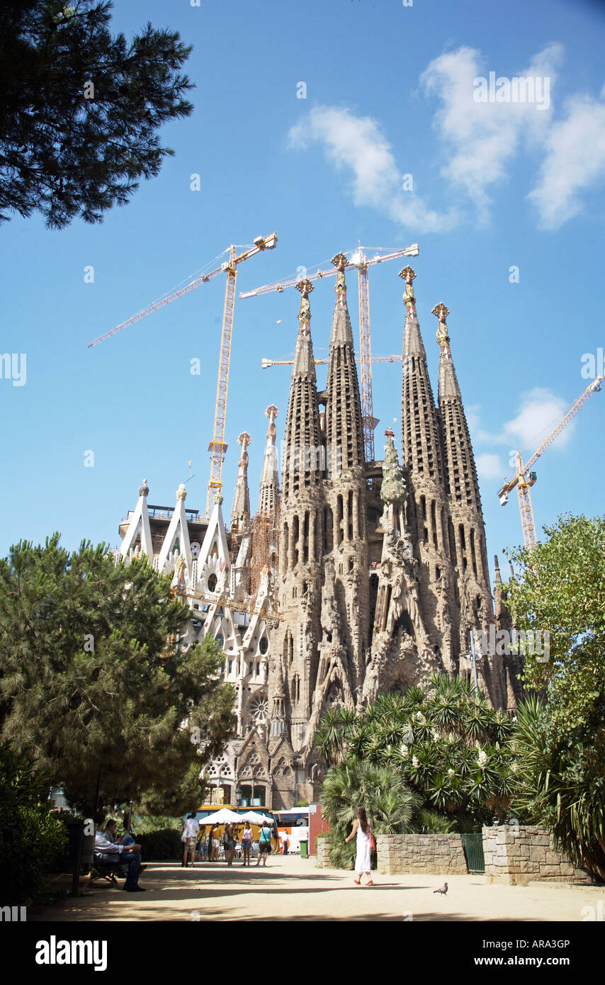 La Sagrada Familia Nativity fa ade from Placa de Gaudi Barcelona Spain ...