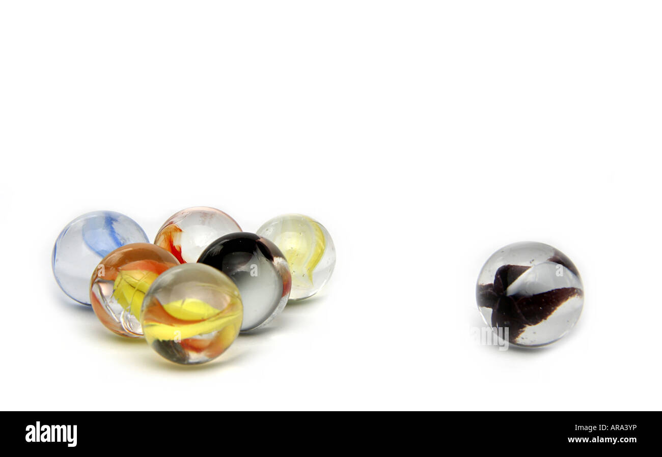 Marbles on a white background Stock Photo - Alamy