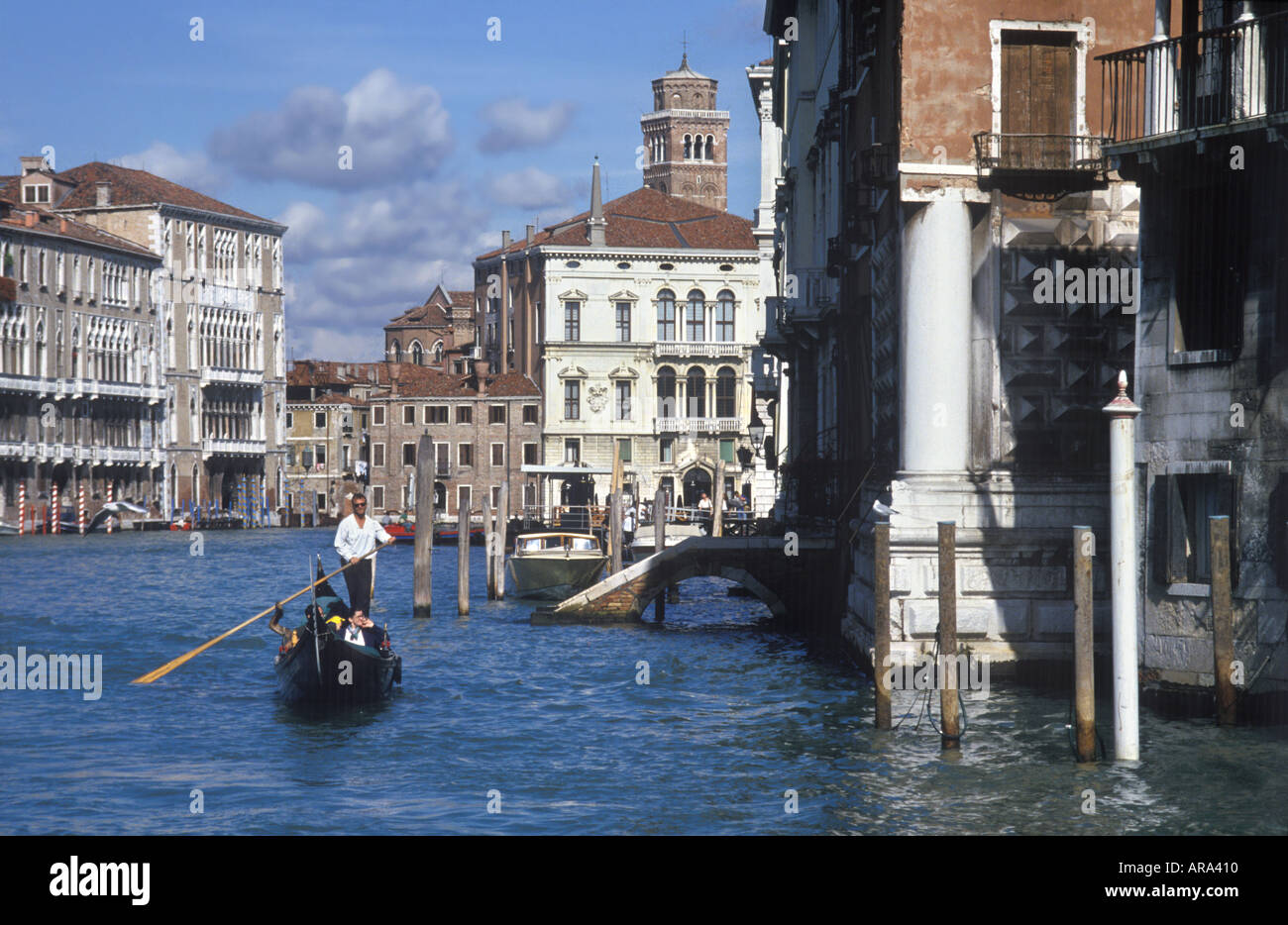 Lone Gondola The Grand Canal Venice High Resolution Stock Photography ...