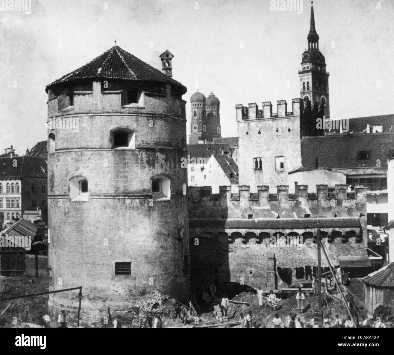 geography / travel, Germany, Munich, buildings, round tower of the city ...