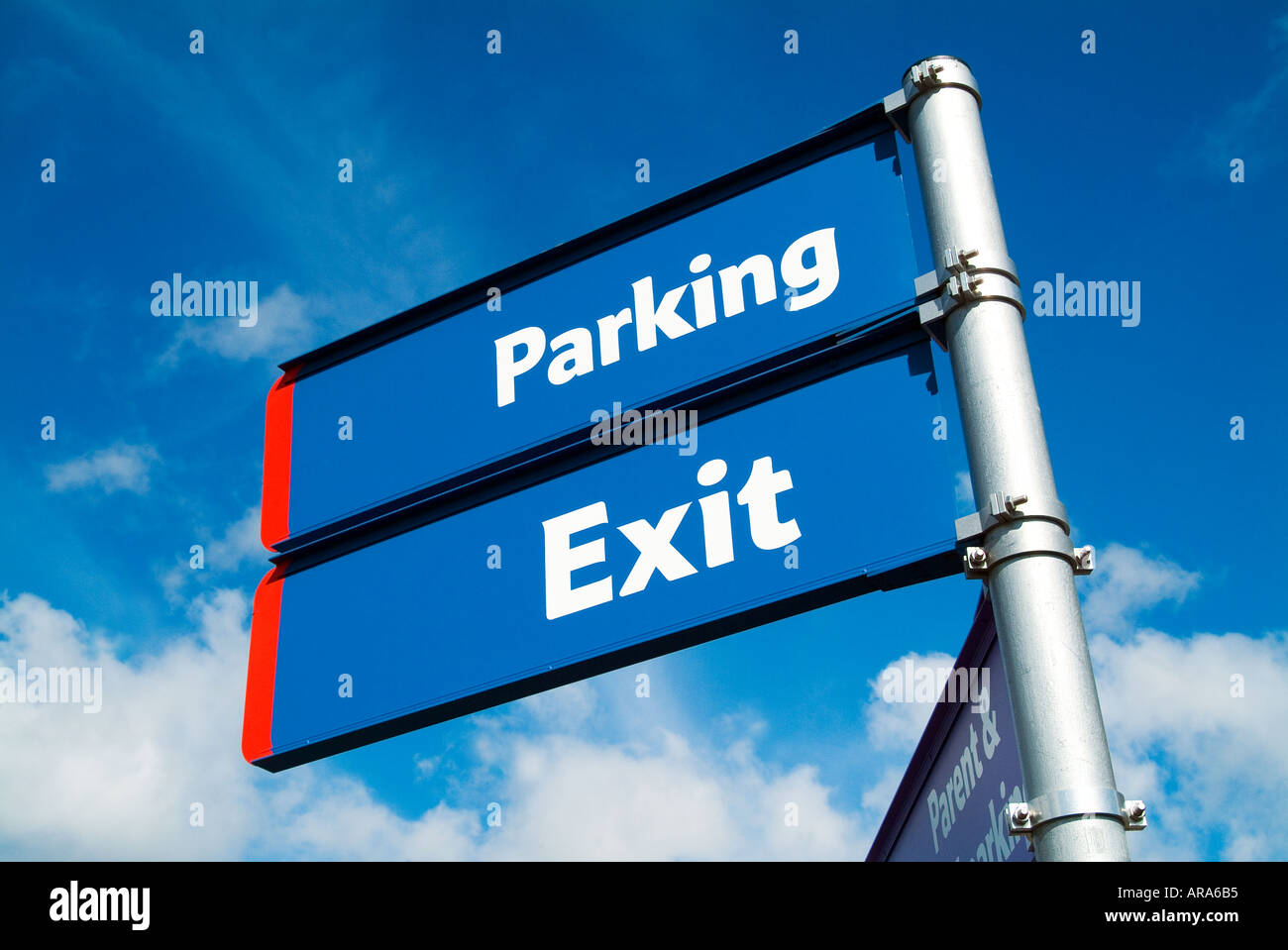 Parking and Exit signs Stock Photo - Alamy