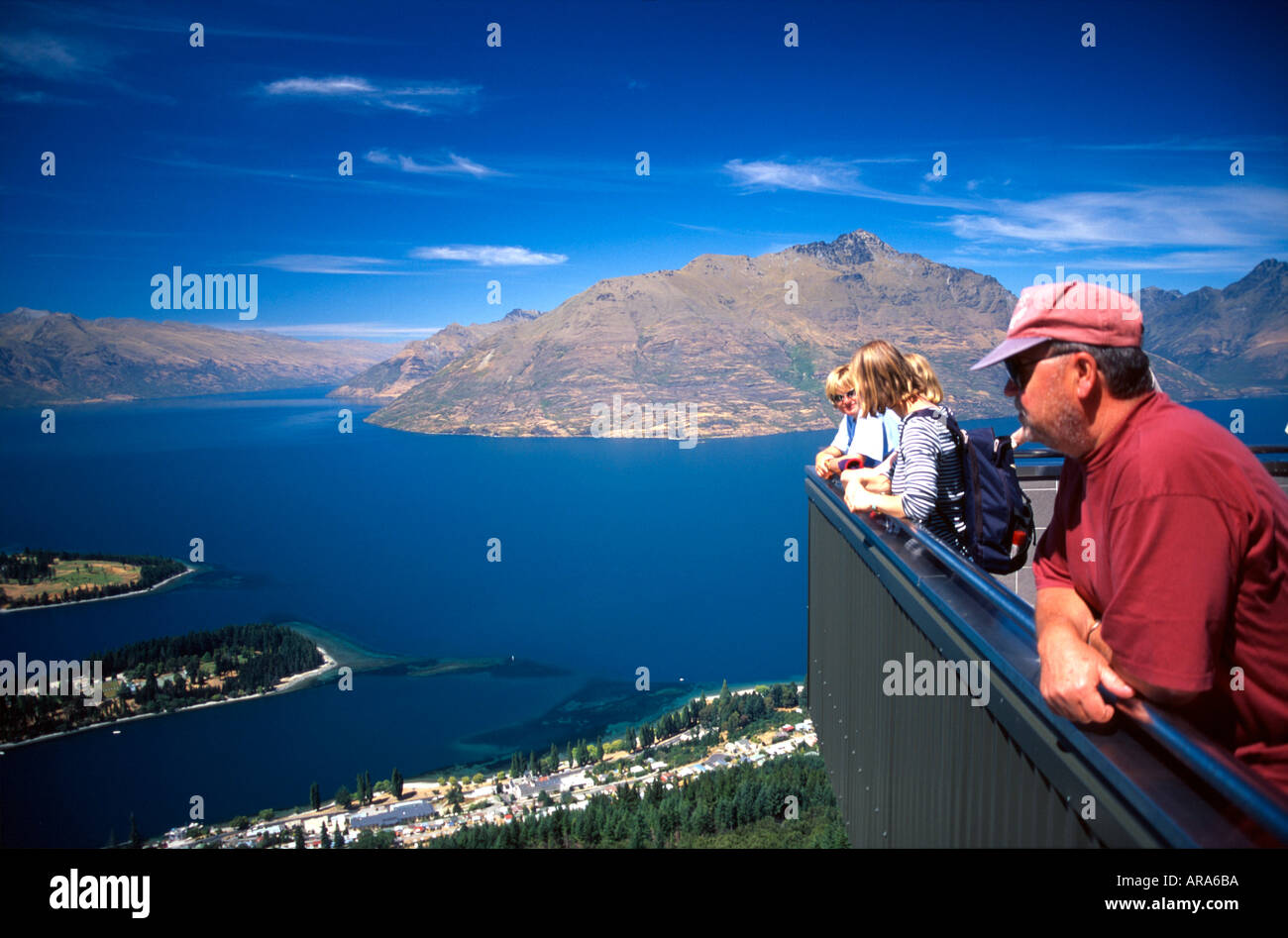 View over Queenstown Cecil Peak and Lake Wakatipu from Skyline Complex ...