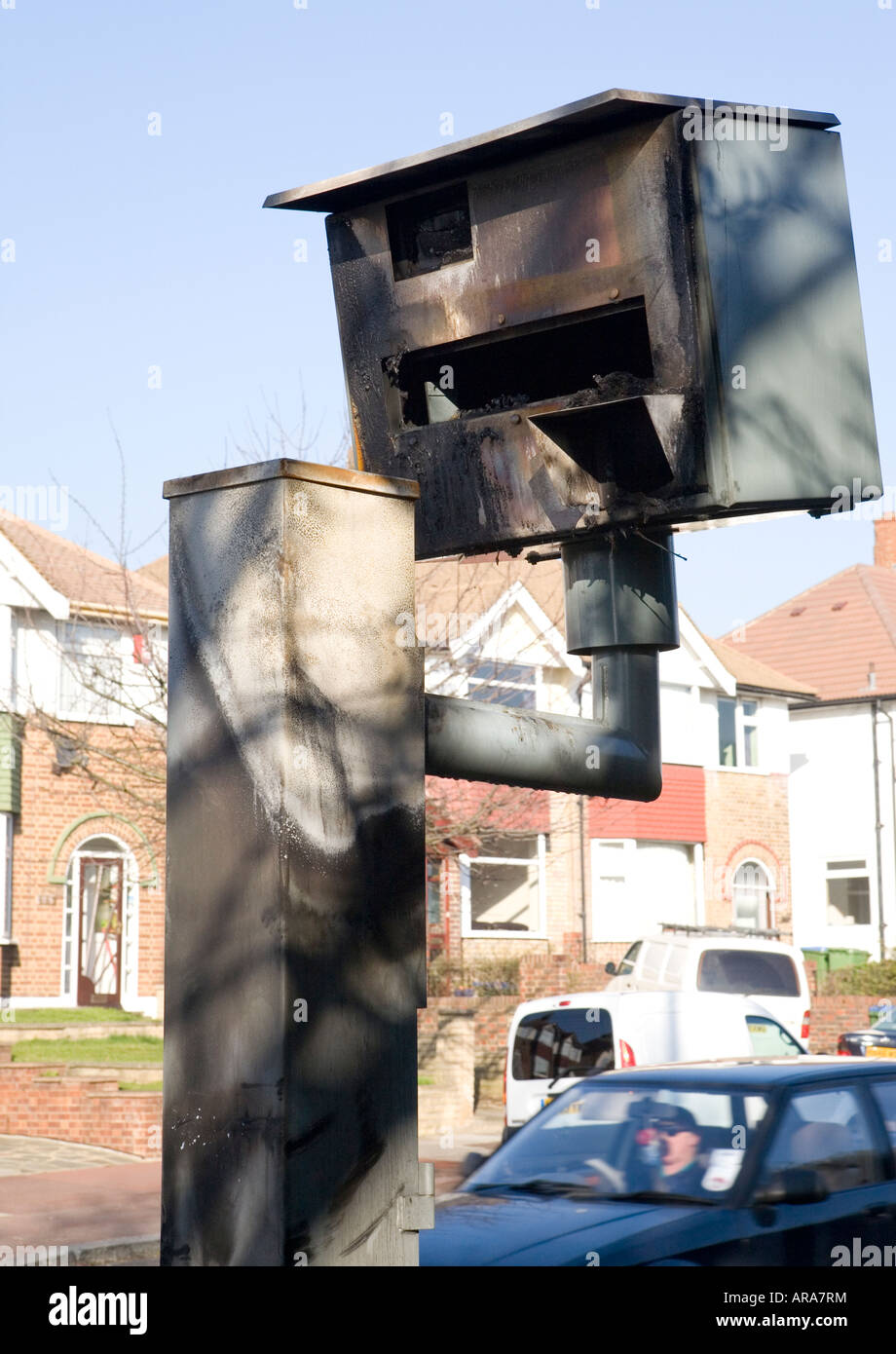 vandalised speed camera Stock Photo - Alamy