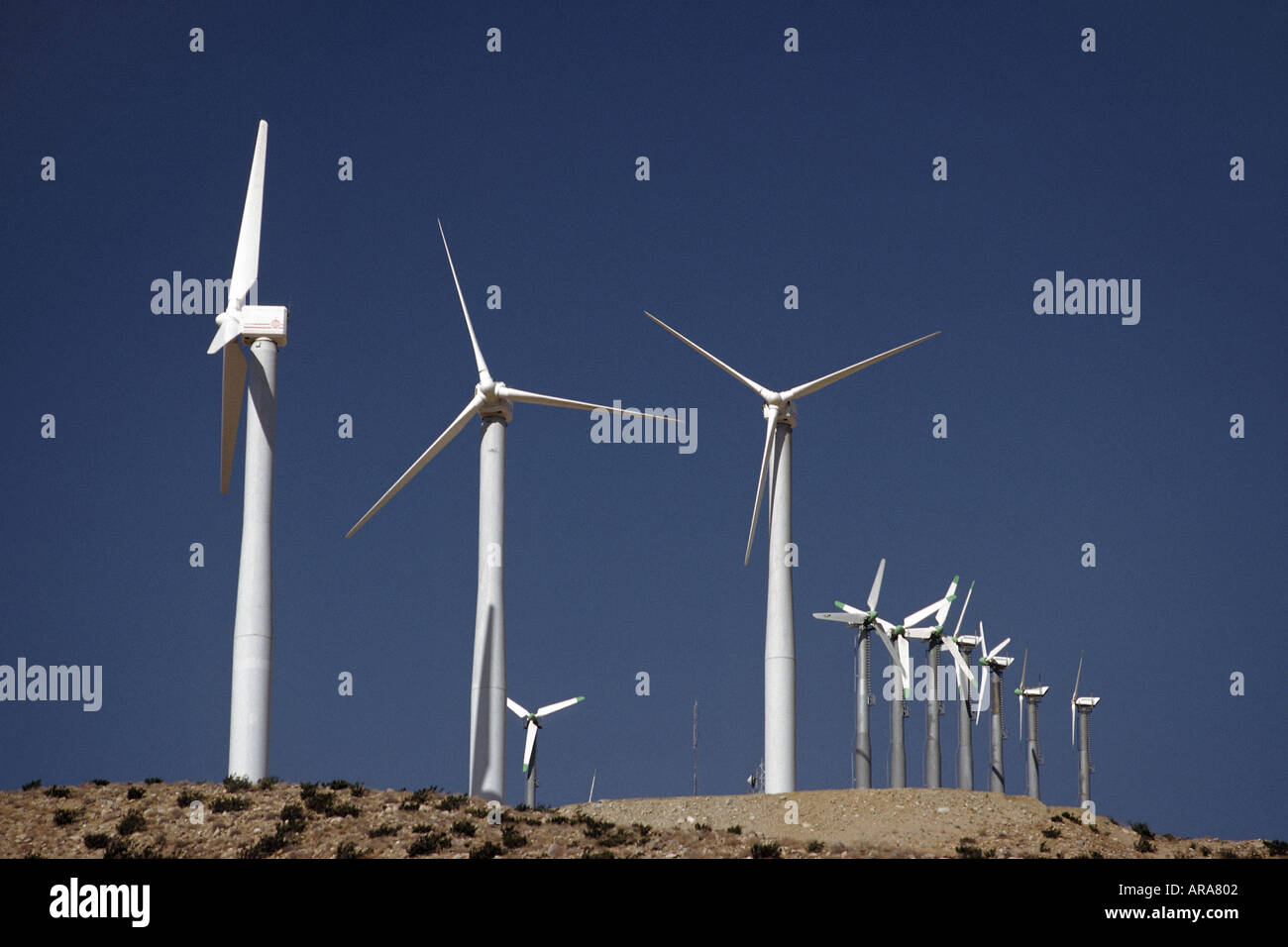 Group of wind power generators near Palm Springs California Stock Photo ...