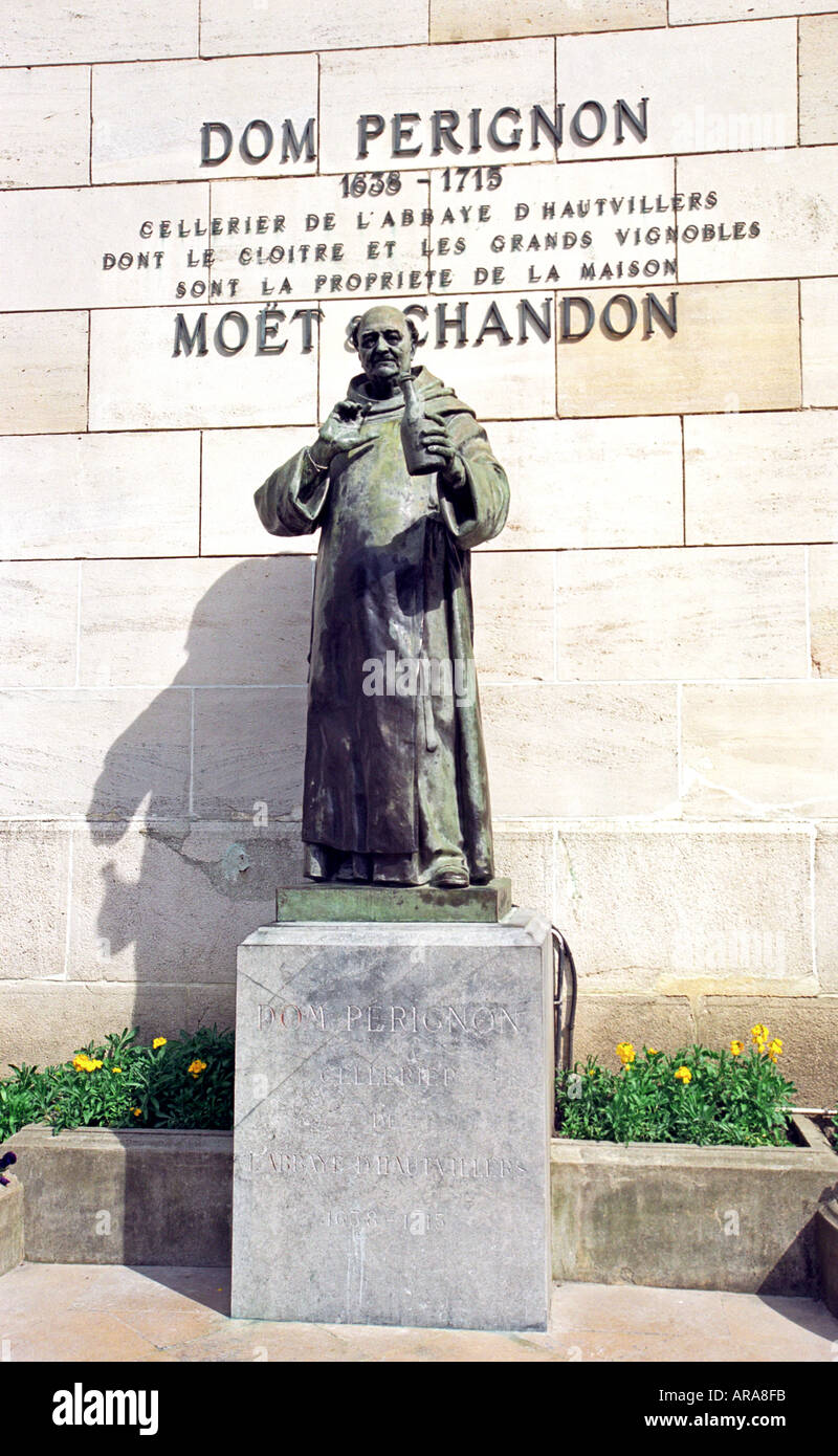 Dom Perignon statue at the Moet Chandon Champagne House in Epernay in ...