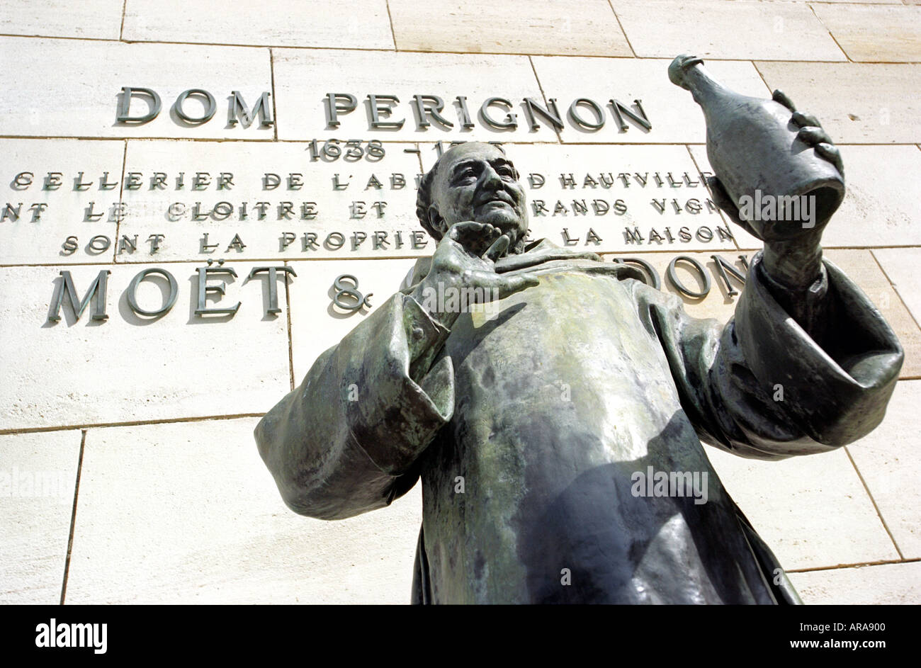 Dom Perignon statue at the Moet Chandon Champagne House in Epernay in ...