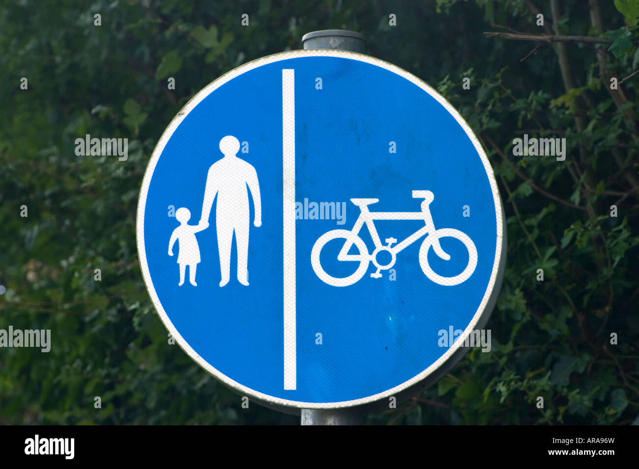 Pedestrian and cycle route road sign Stock Photo - Alamy