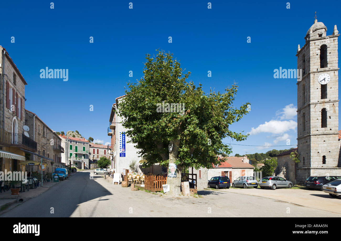 Church and town centre in the mountain village of Quenza, Alta Rocca ...