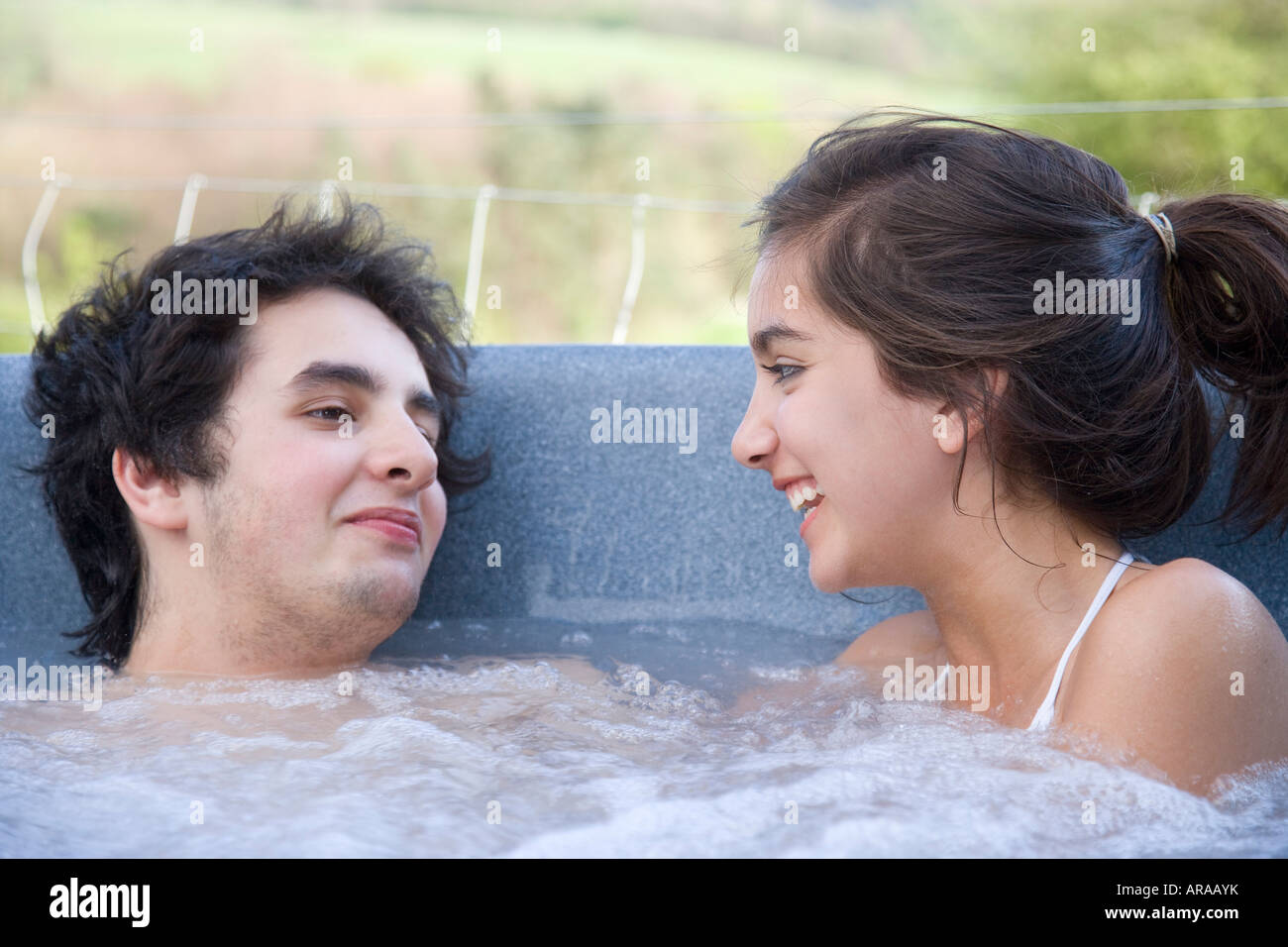 Girl in hot tub hi-res stock photography and images - Alamy