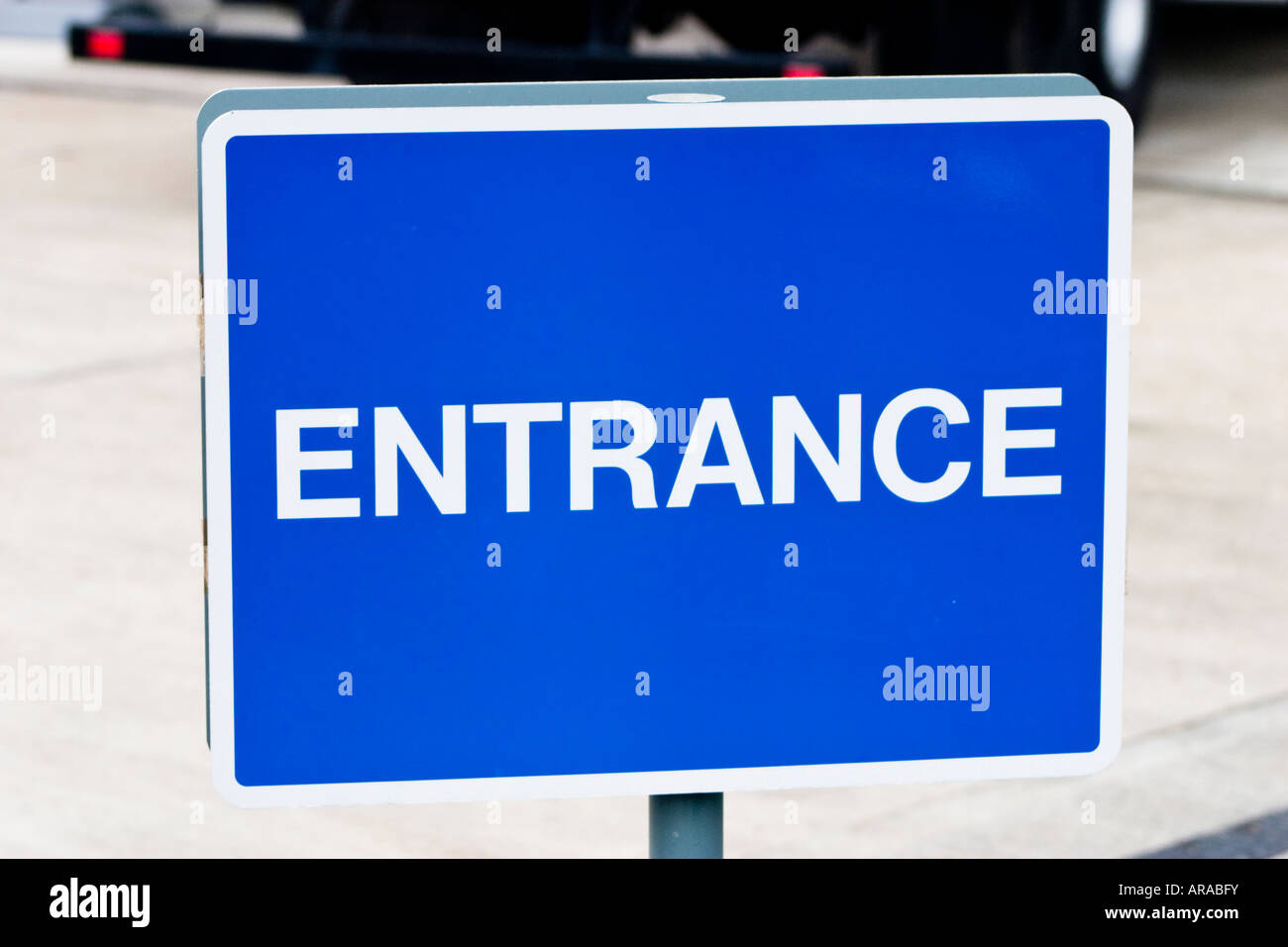 Square blue entrance road sign Stock Photo - Alamy