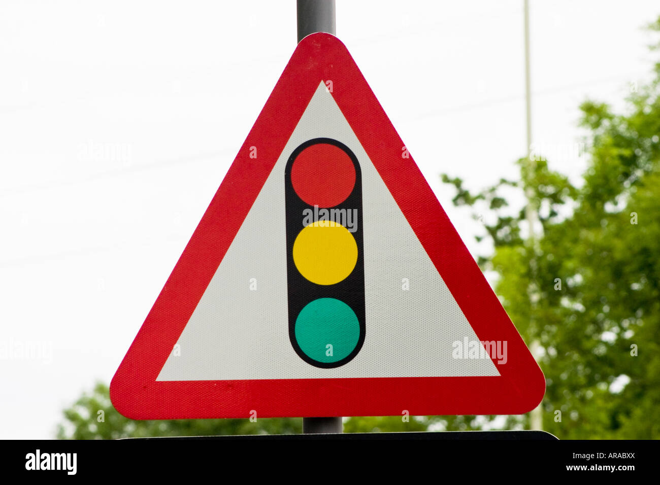Caution traffic lights ahead road sign Stock Photo - Alamy Caution traffic lights ahead road sign Stock Photo - Alamy