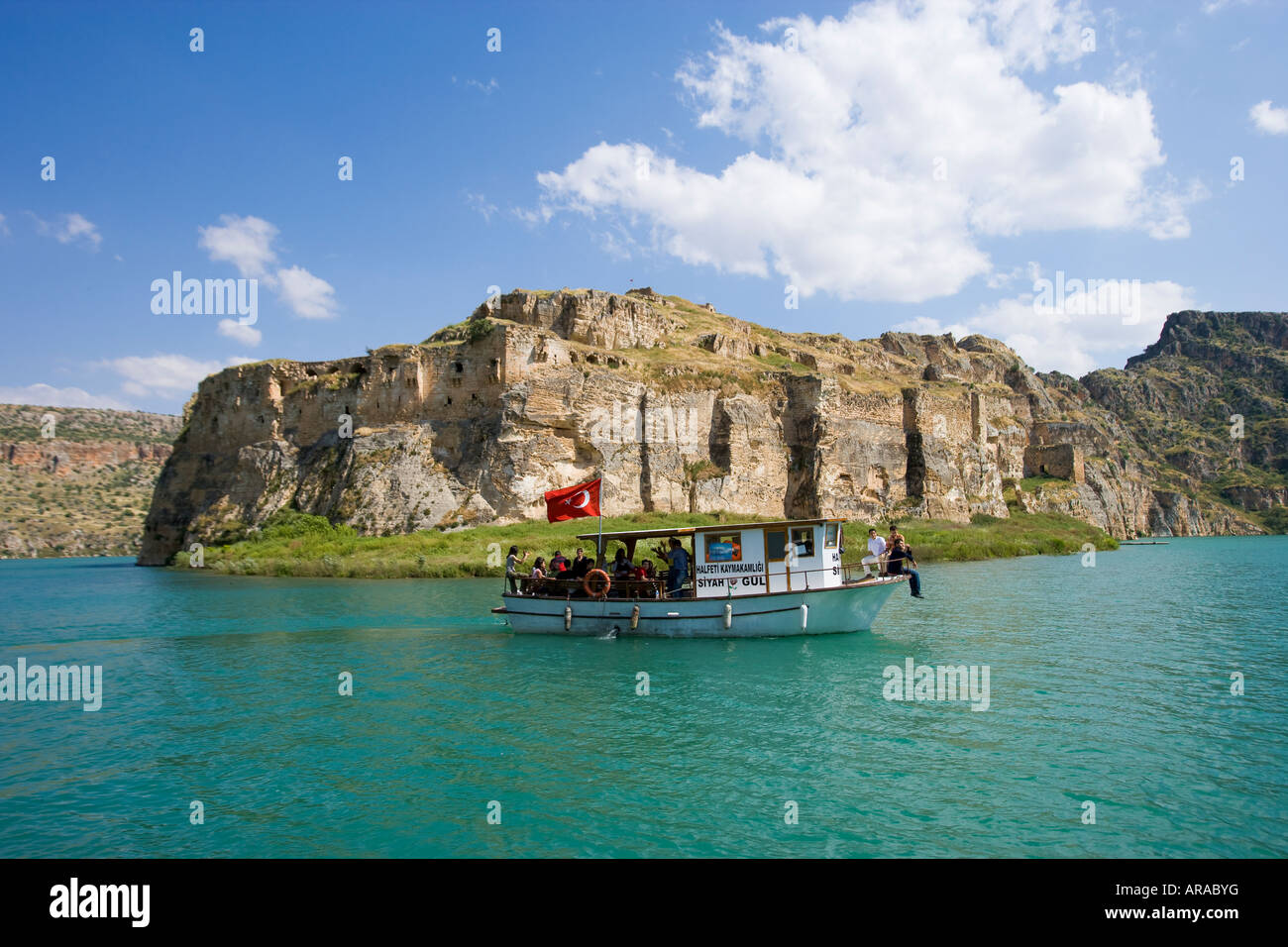 Rumkale near Halfeti by the reservoir lake of Birecik dam on the ...