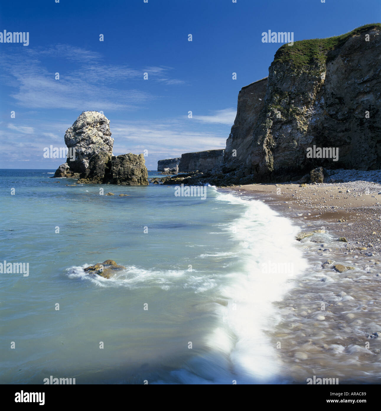 A view along the rugged shoreline of Marsden Bay South Tyneside Stock ...