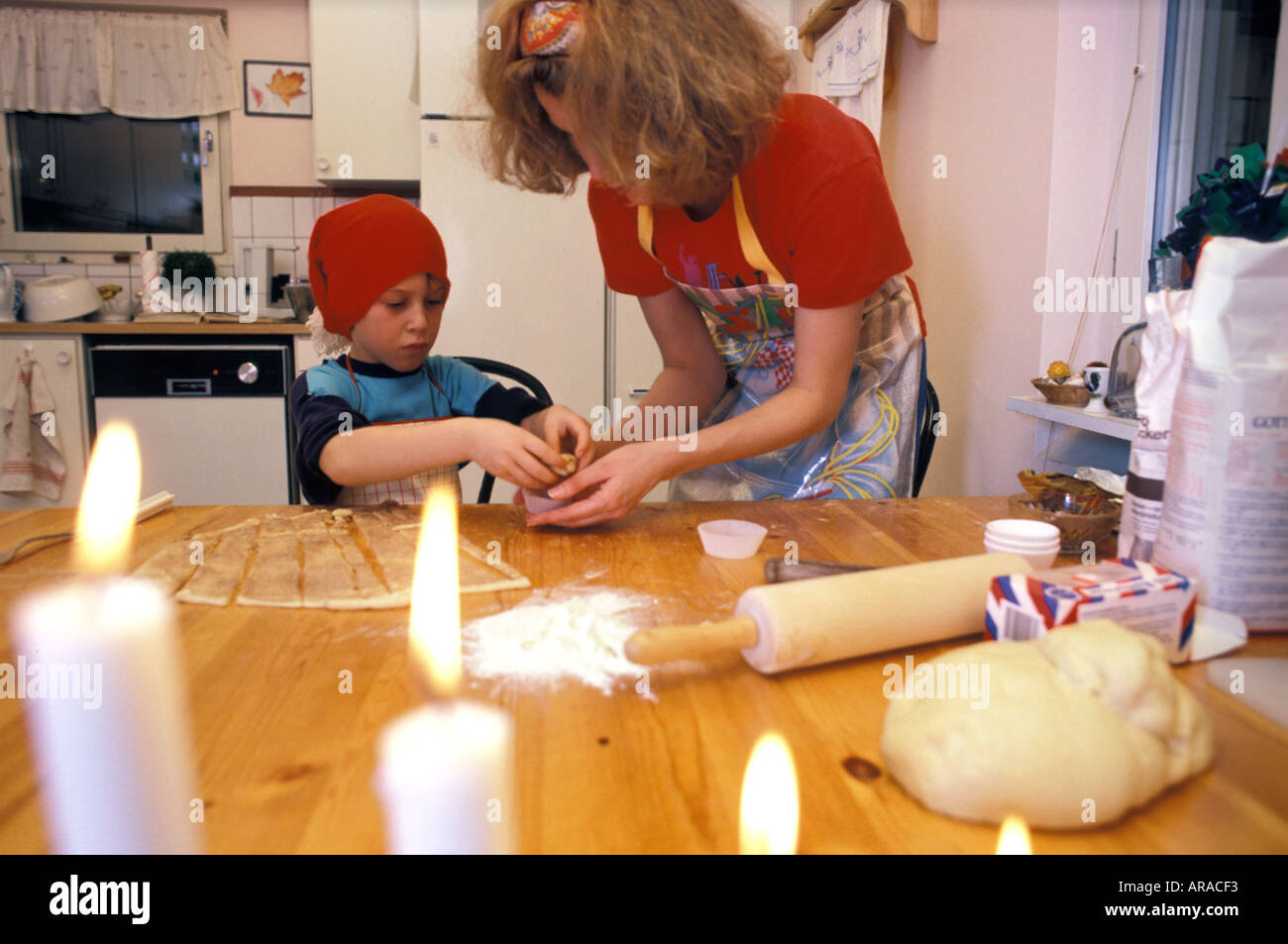 MOTHER AND SON BAKING Stock Photo - Alamy