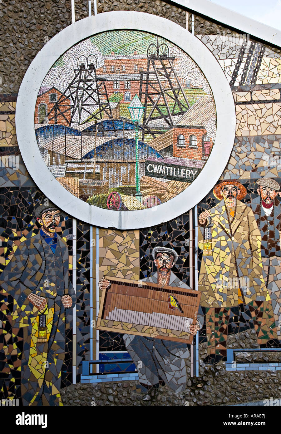 Mining scenes of local life in mural made from broken tiles and placed ...