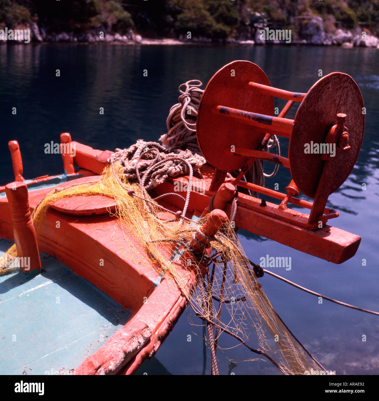 Greek caique winch Stock Photo - Alamy