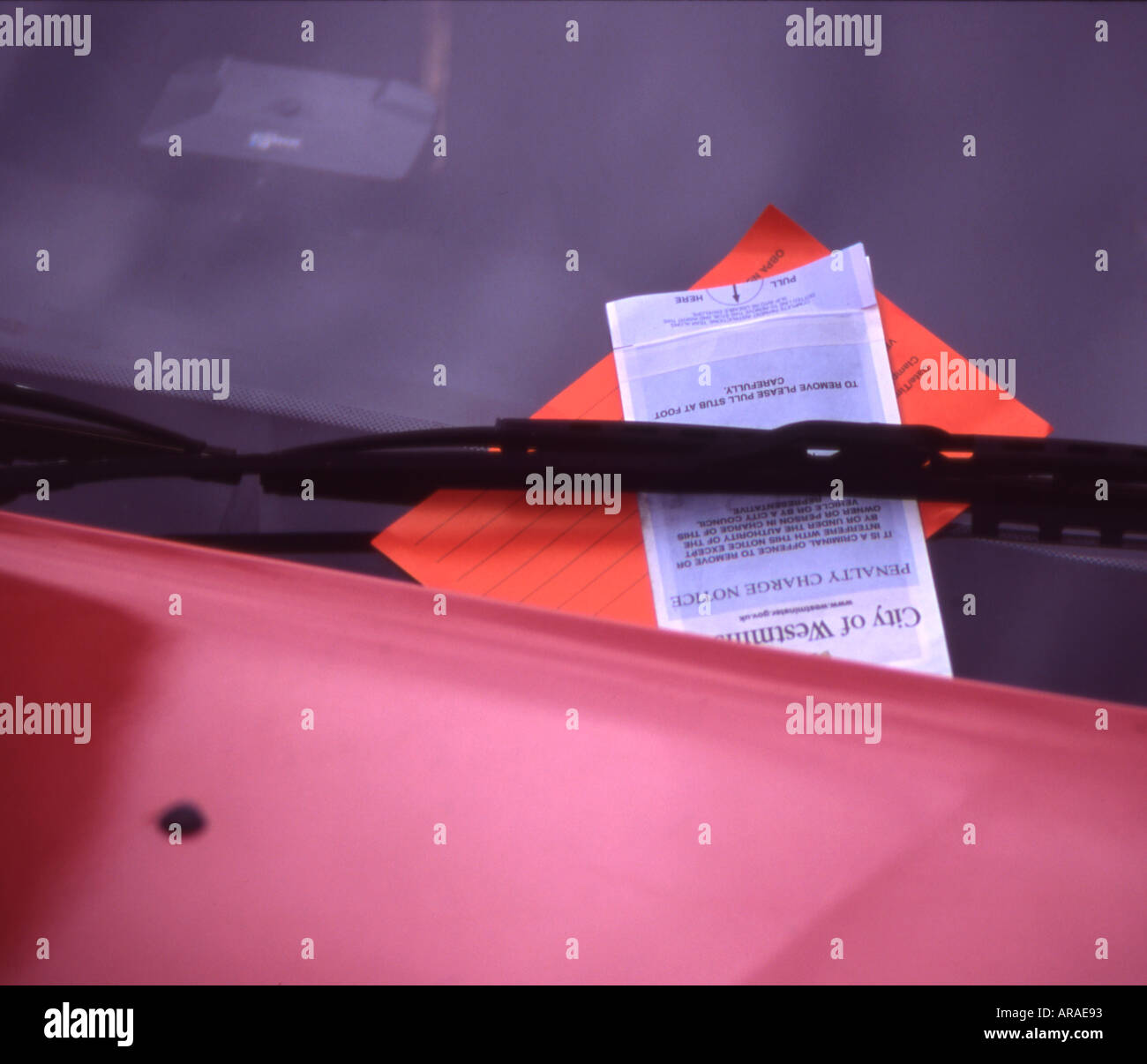 Car with parking ticket Stock Photo - Alamy