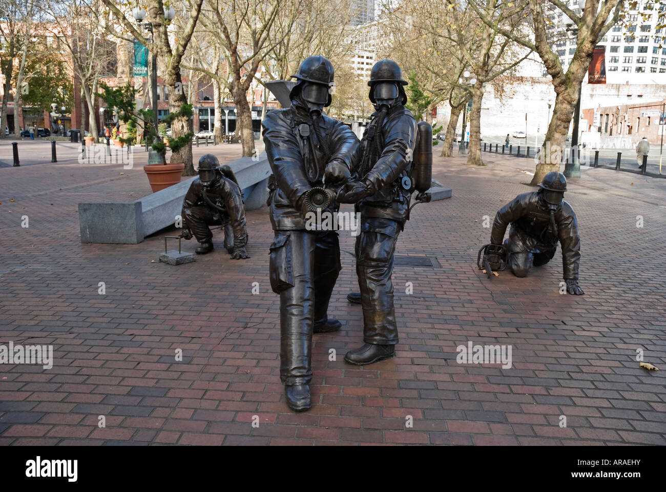 Fallen Firefighters Memorial in Occidental Square Park downtown Seattle ...