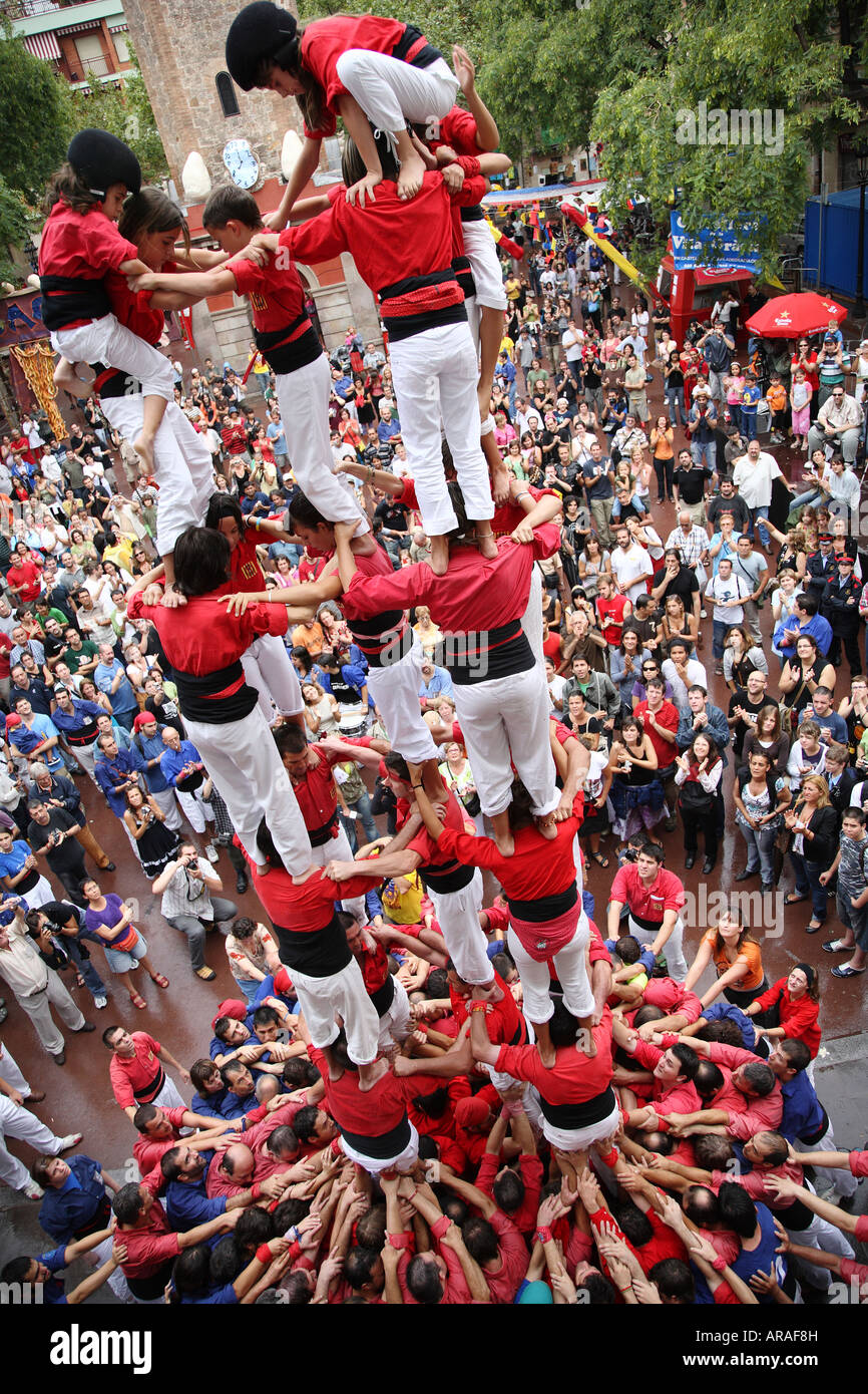 Traditional Castellers in Gracia Barcelona Spain at the Festa Mayor de ...