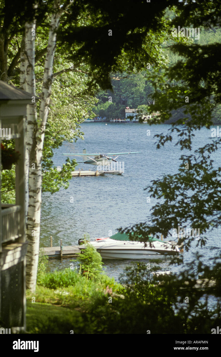 Float seaplane on Lake Sunapee, NH vacation house Stock Photo - Alamy