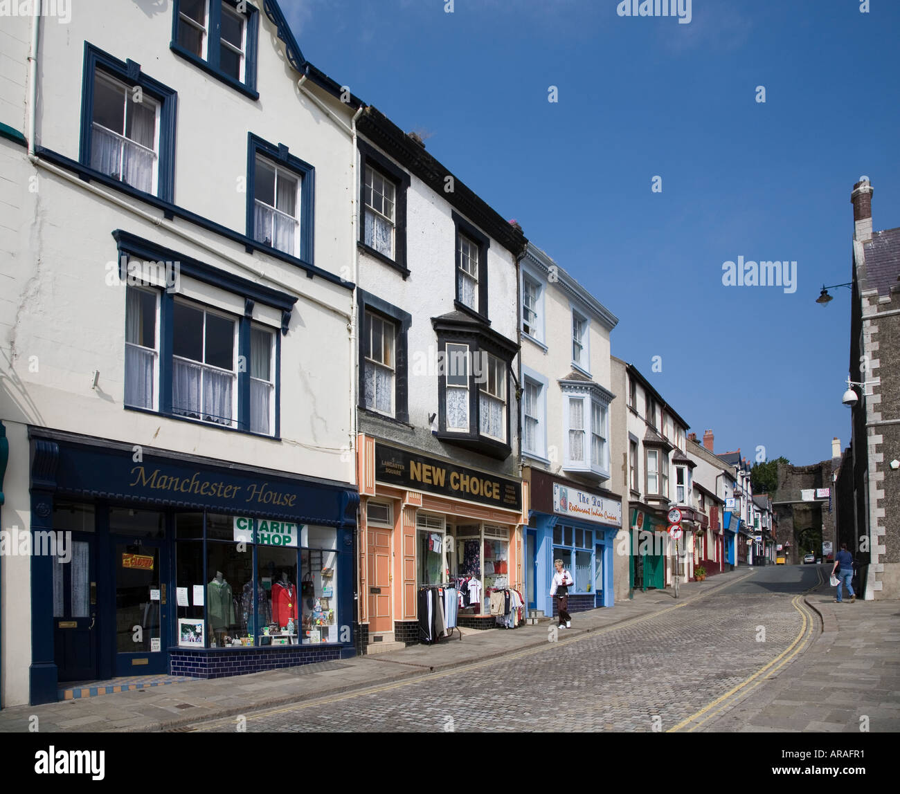 Cobbled street Conwy town Wales UK Stock Photo - Alamy