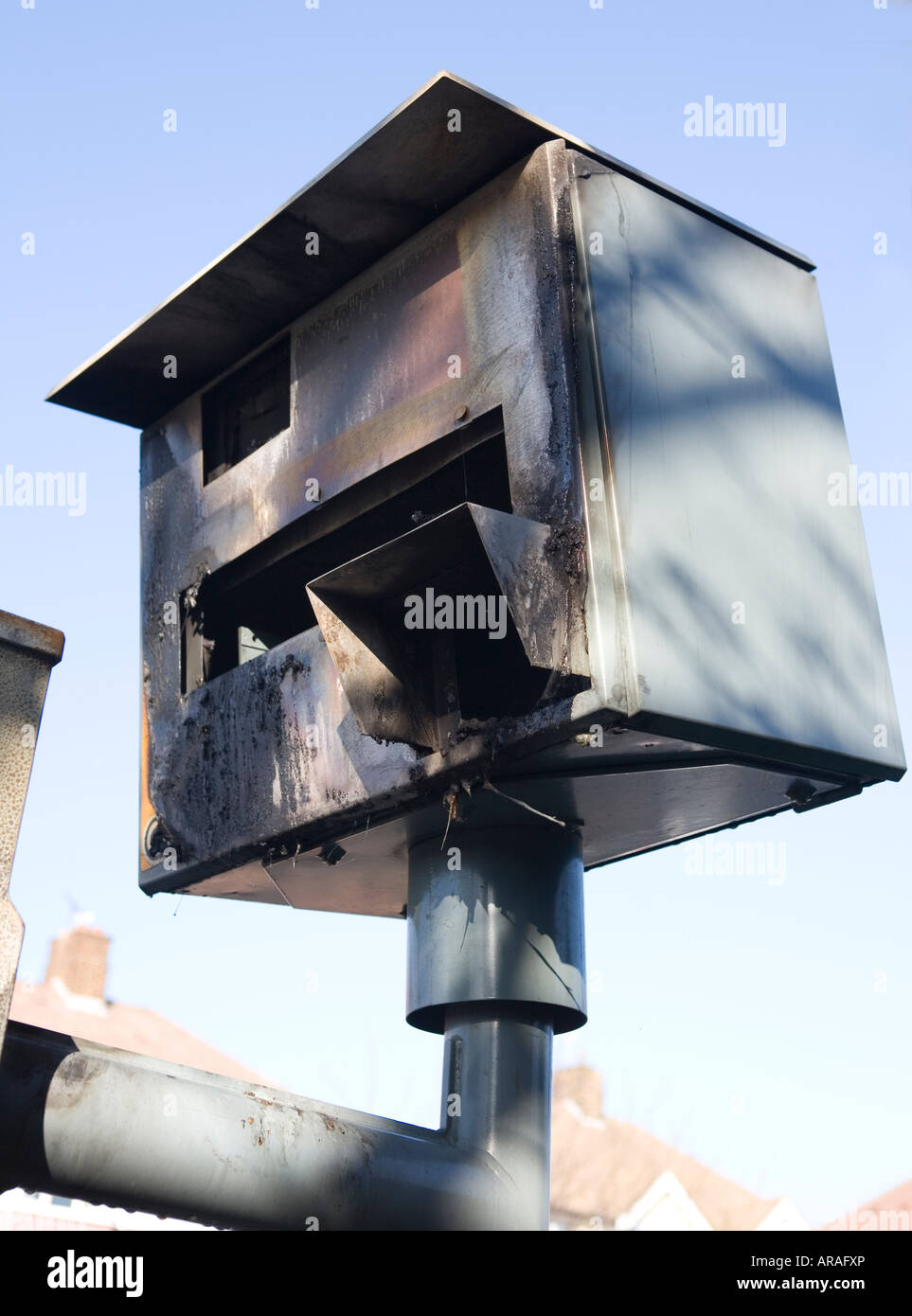 vandalised speed camera Stock Photo - Alamy