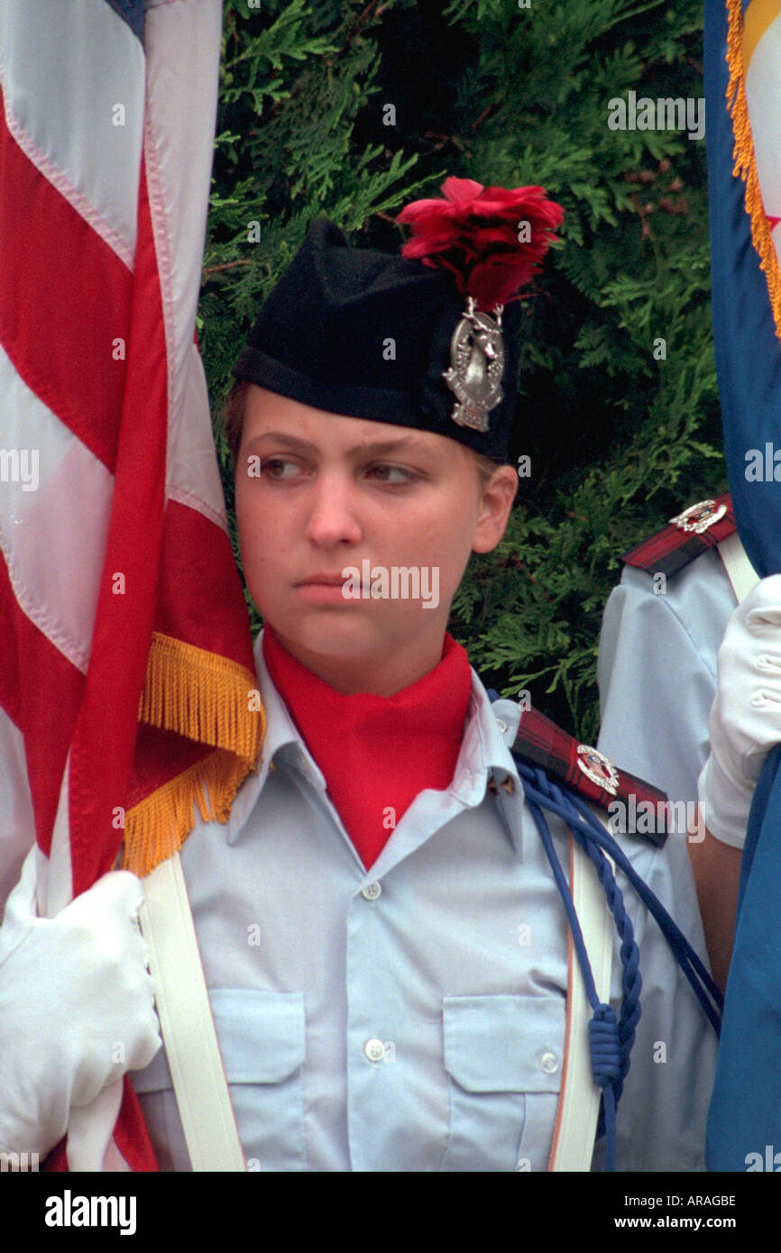 Color guard 17 holding US flag during Memorial Day service. St Paul ...