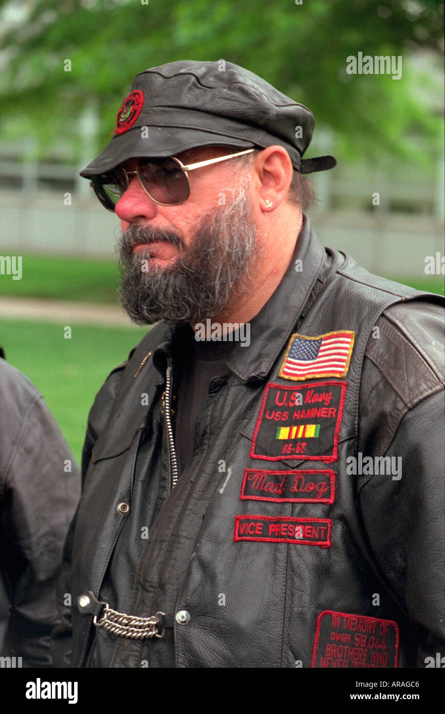 Vietnam biker veteran age 53 participating in Memorial Day service. St ...