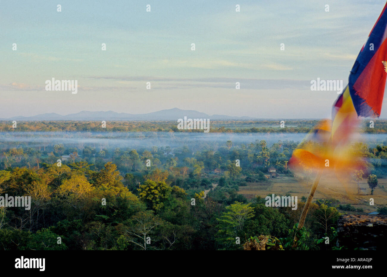 View over the jungle from the summit of Prasat Thom pyramid, Koh Ker ...