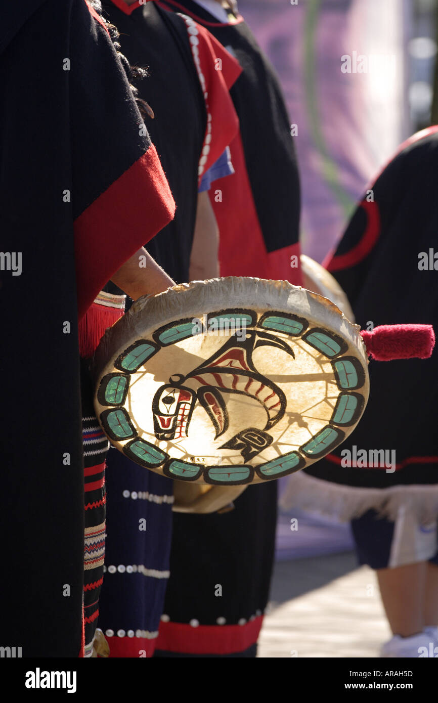 First Nations people dressed in traditional clothing, Vancouver, Canada ...