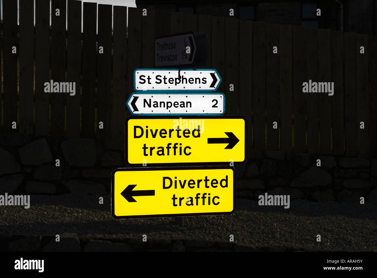 Diverted Traffic Signs Stock Photo - Alamy Diverted Traffic Signs Stock Photo - Alamy