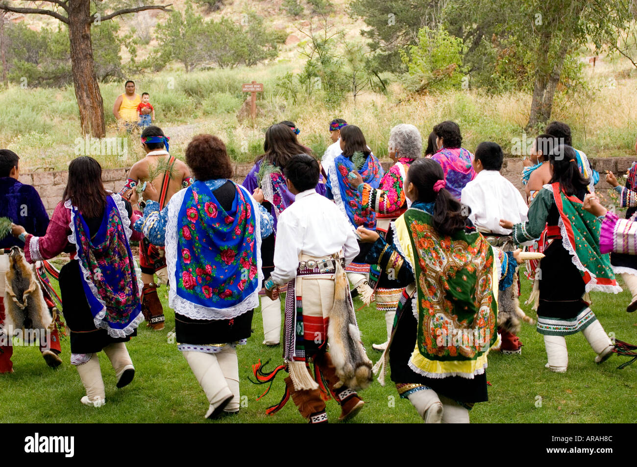 Zuni Pueblo dancers preforming traditional dances at Bandelier National ...