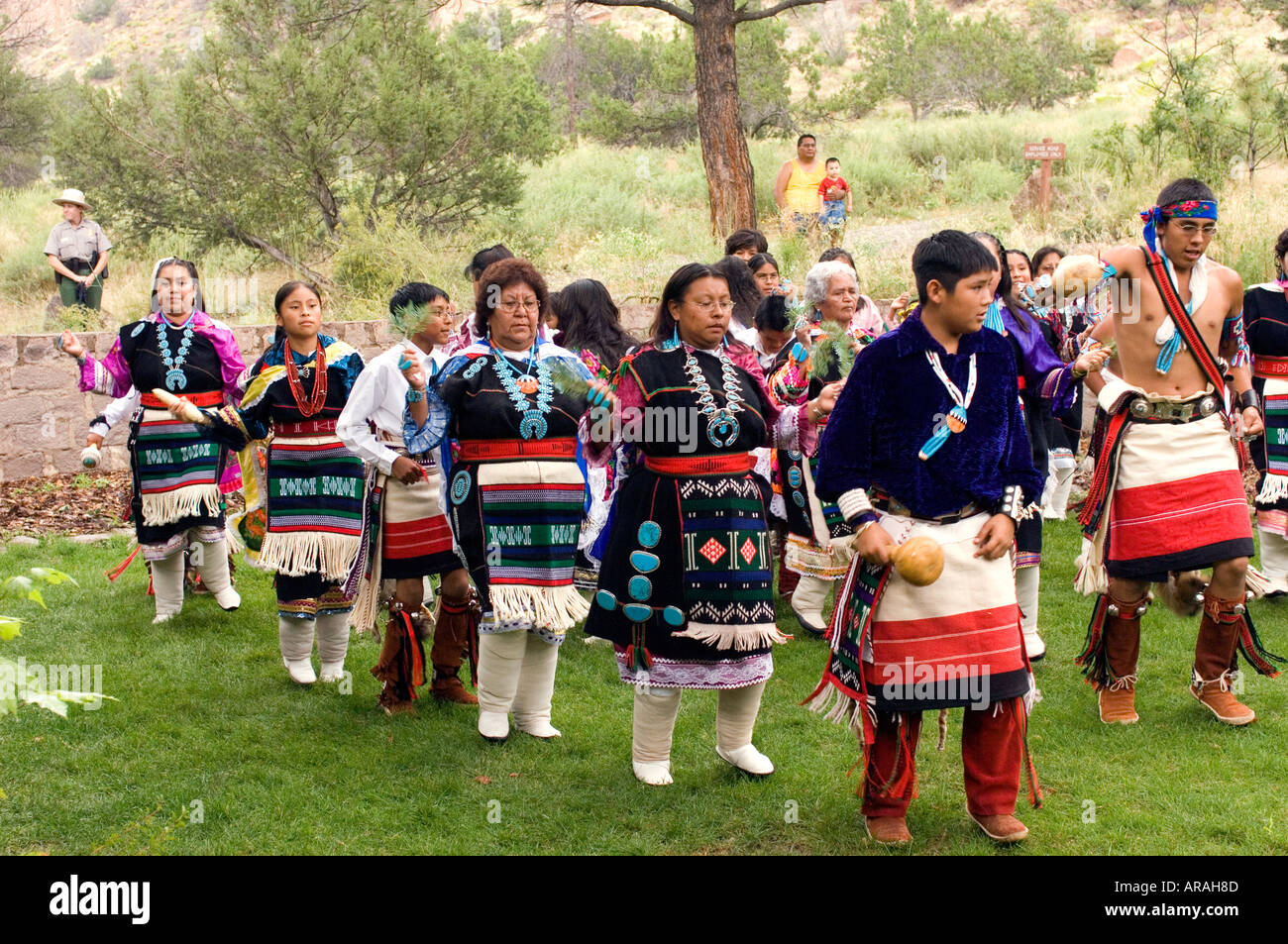 Zuni Pueblo dancers preforming traditional dances at Bandelier National ...