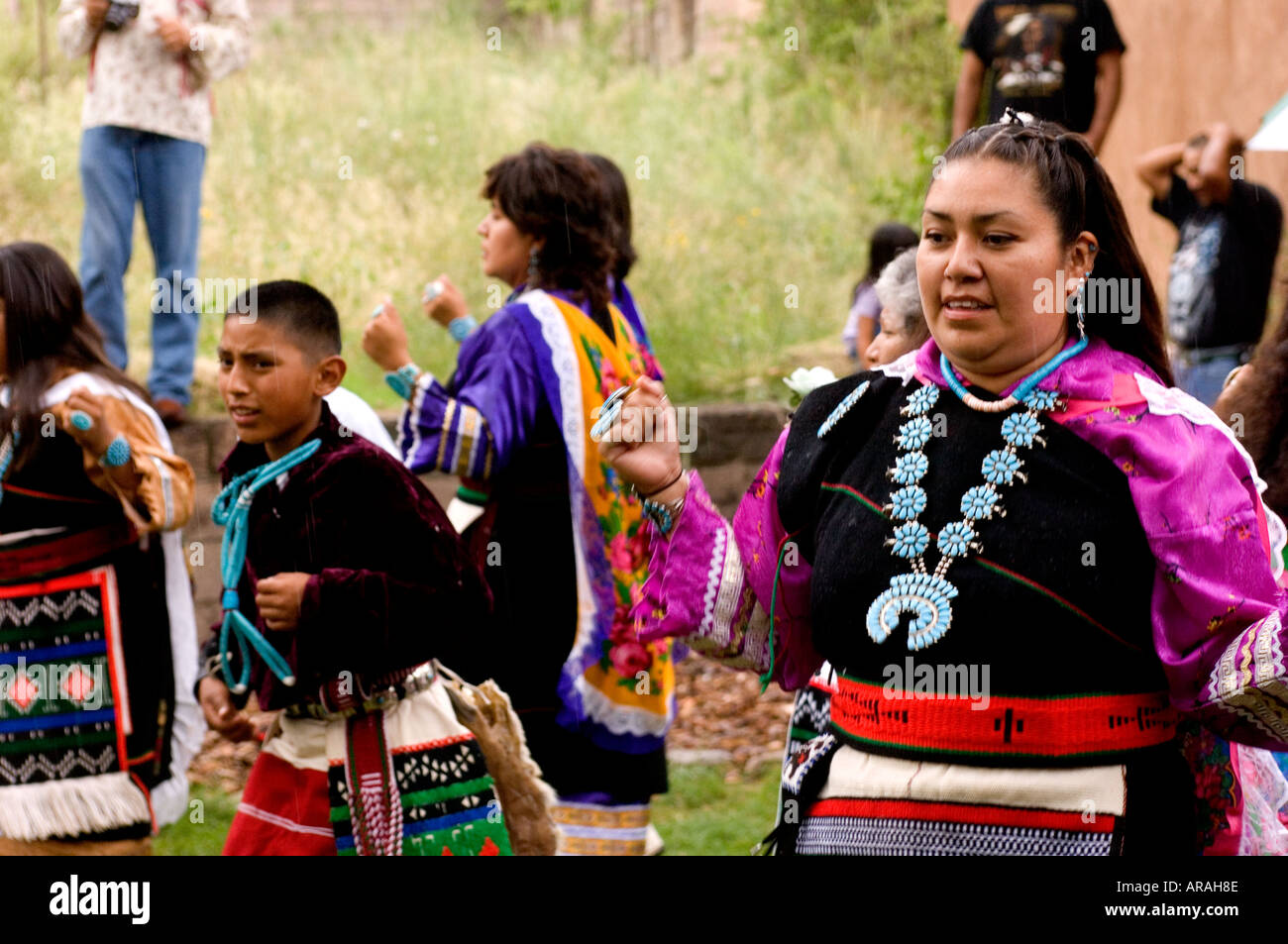 Zuni Pueblo dancers preforming traditional dances at Bandelier National ...
