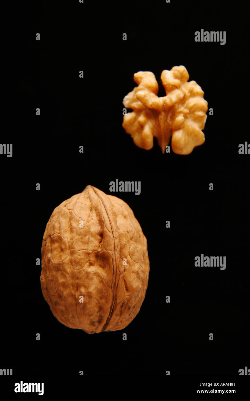 Whole walnut and shelled walnut Stock Photo - Alamy