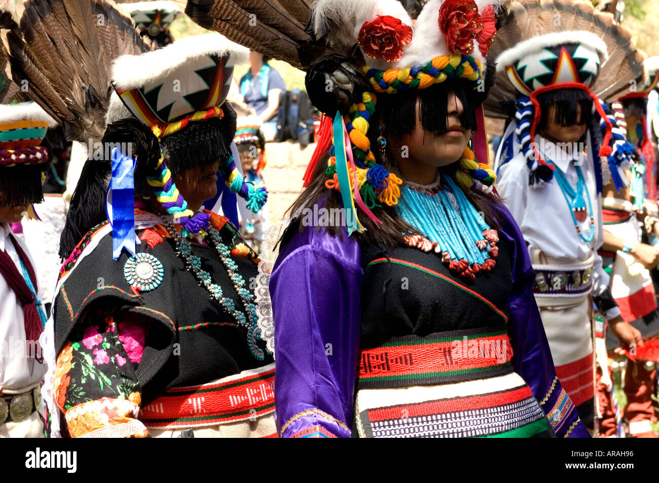 Zuni Pueblo dancers preforming traditional dances at Bandelier National ...