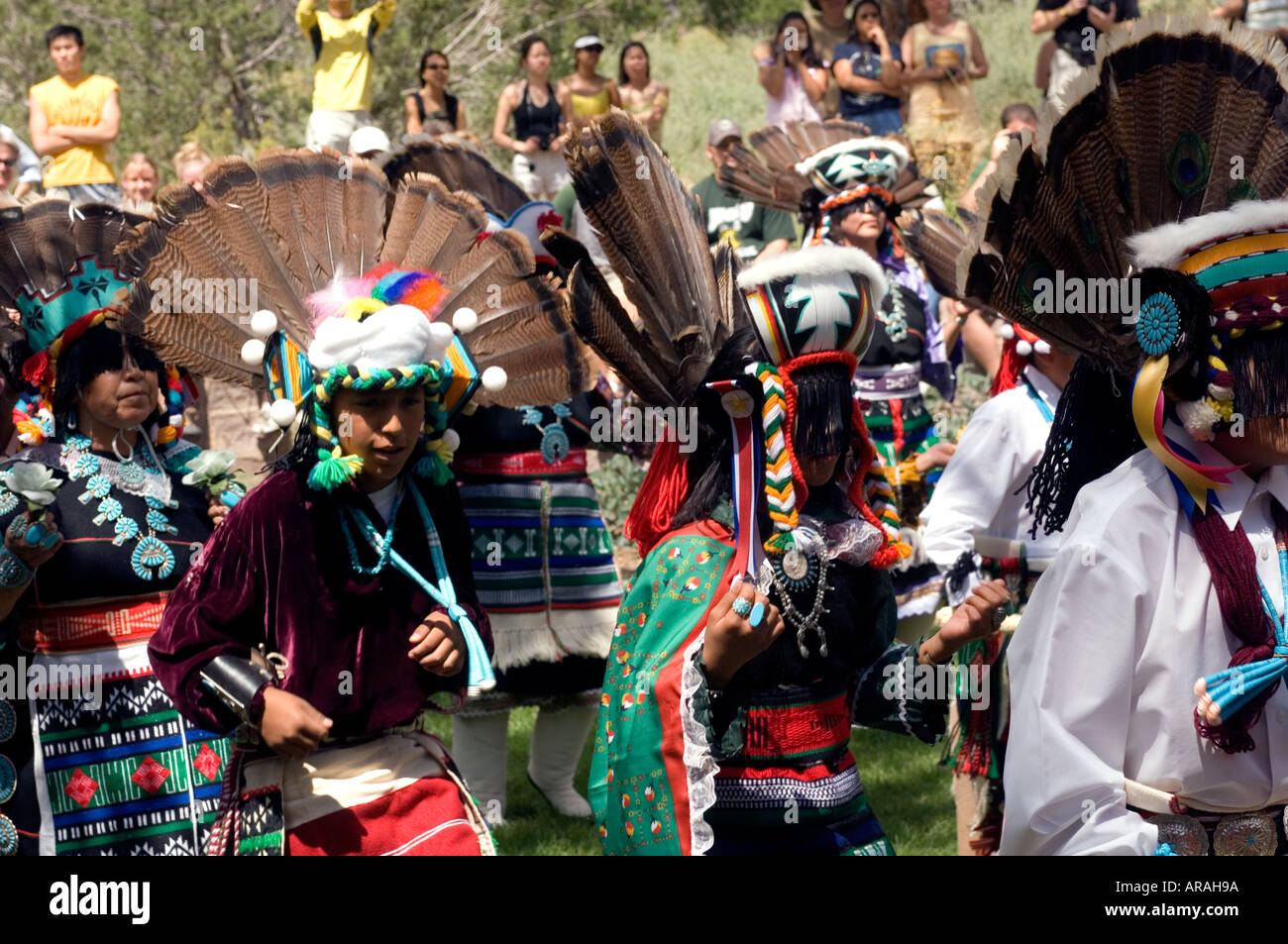 Zuni Pueblo dancers preforming traditional dances at Bandelier National ...