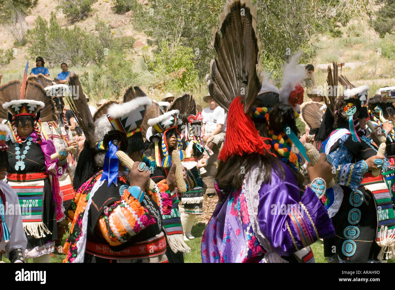 Zuni Pueblo dancers preforming traditional dances at Bandelier National ...
