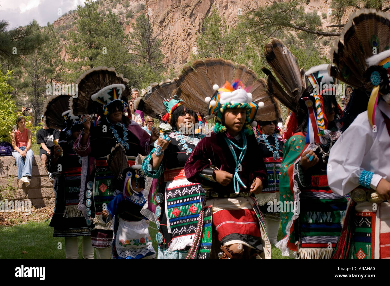 Zuni Pueblo dancers preforming traditional dances at Bandelier National ...