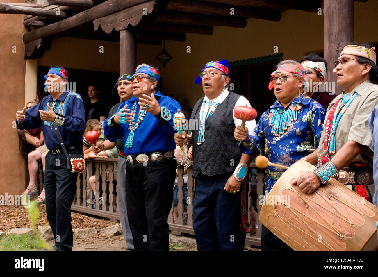 Zuni Pueblo dancers preforming traditional dances at Bandelier National ...