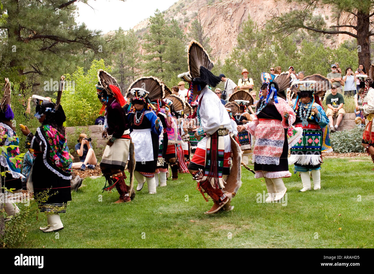 Zuni Pueblo dancers preforming traditional dances at Bandelier National ...