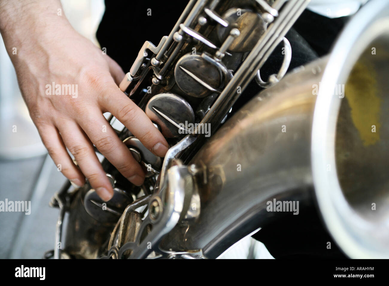 Jazz musician playing the sax Stock Photo - Alamy