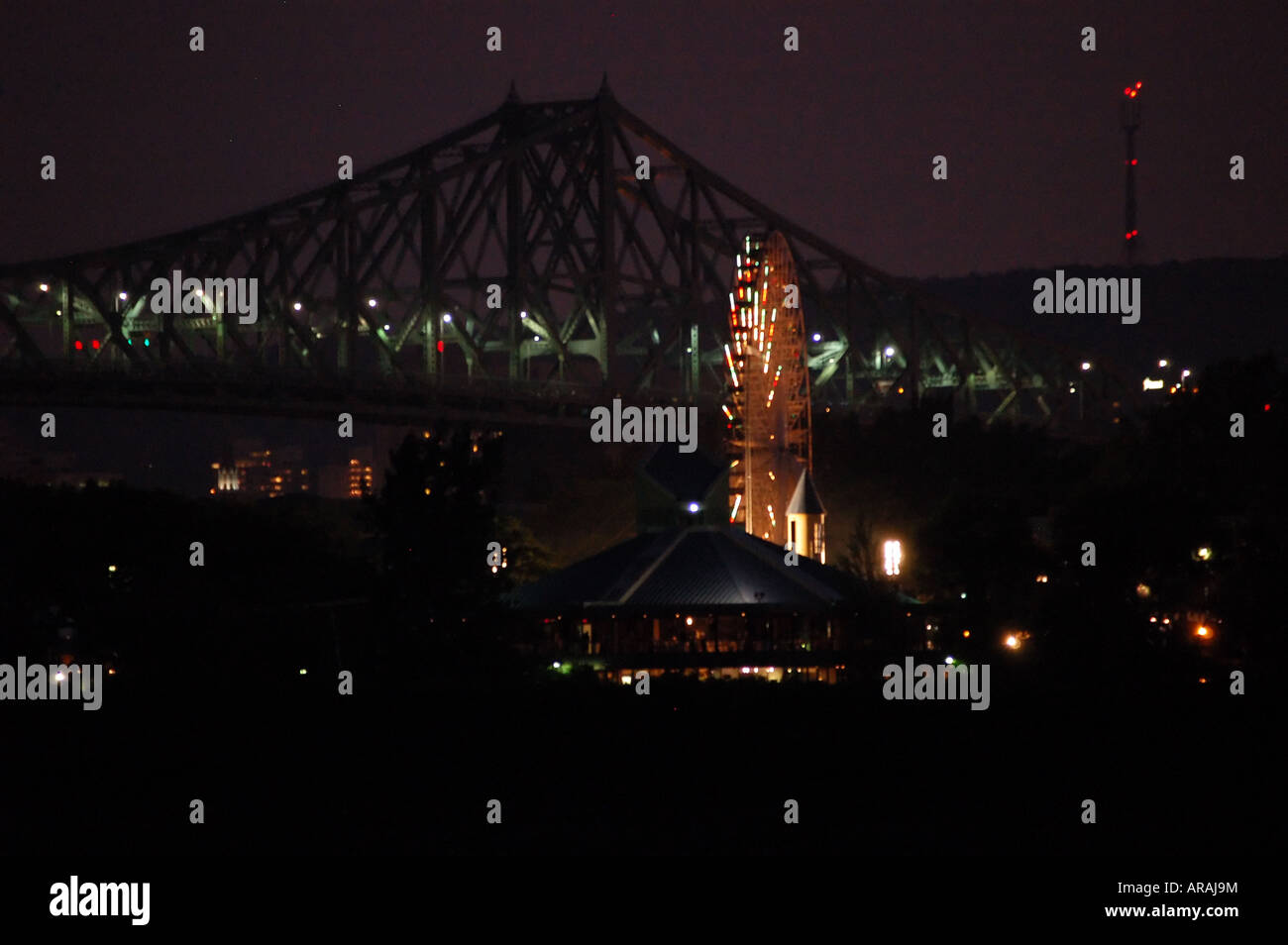 Montreal's La Ronde from the south shore of the St. Lawrence River ...