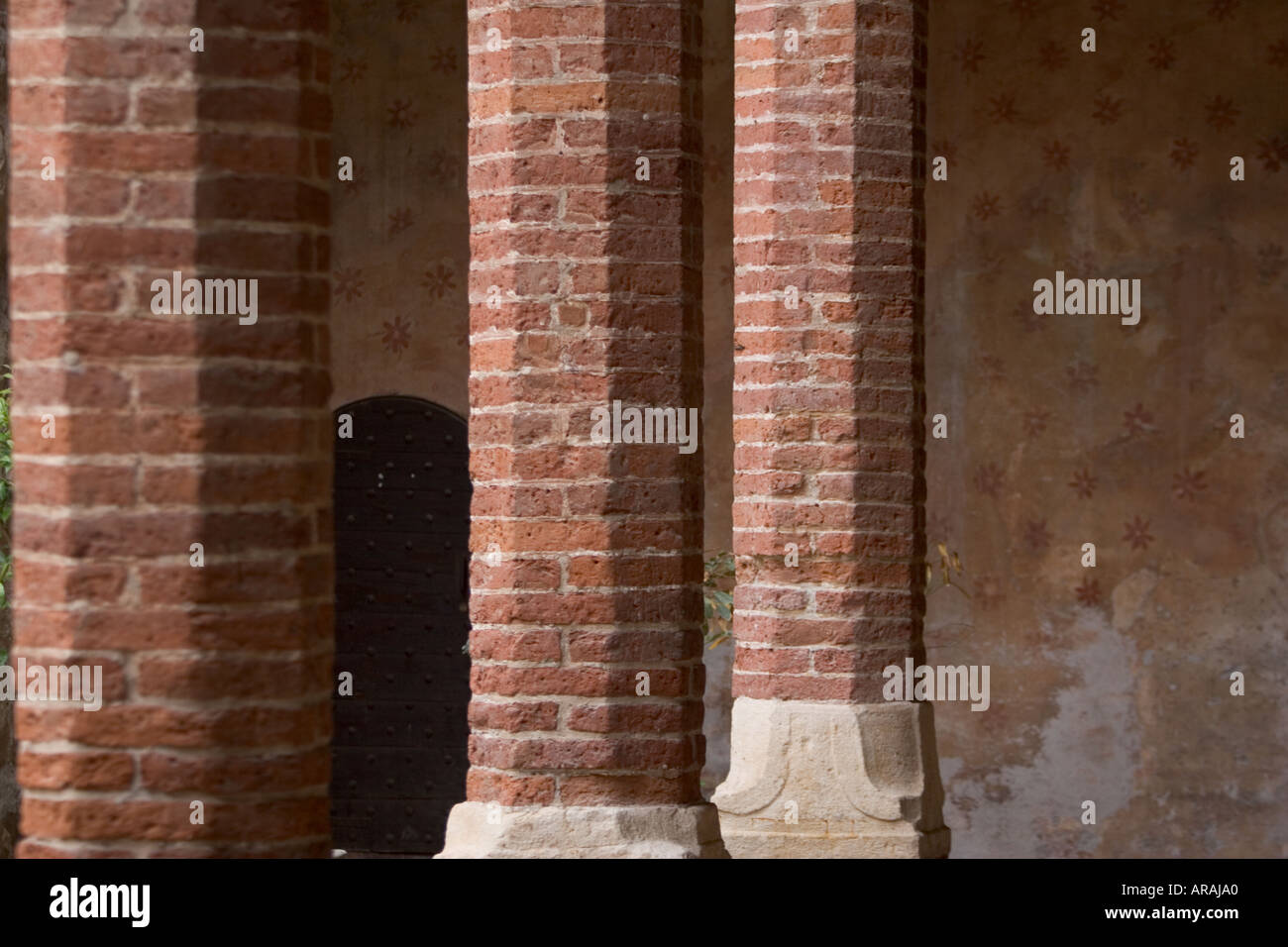 Red brick columns of the museum in Marostica, Veneto, Italy Stock Photo ...