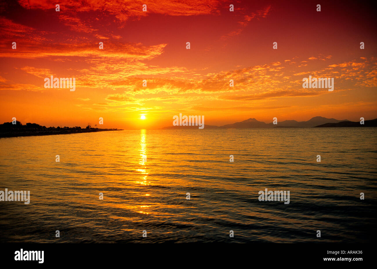 greece dodecanese kos the sunset at tingaki beach Stock Photo - Alamy